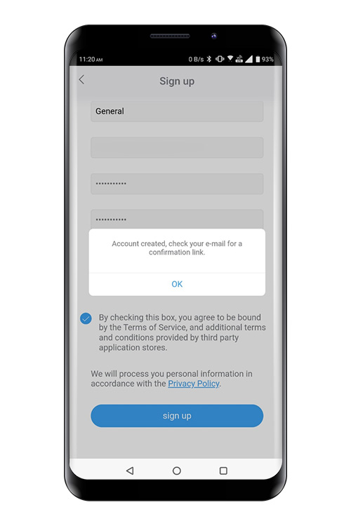SET UP - STEP2:Account Registration- FUJITSU GENERAL AIRSTAGE Mobile Page
